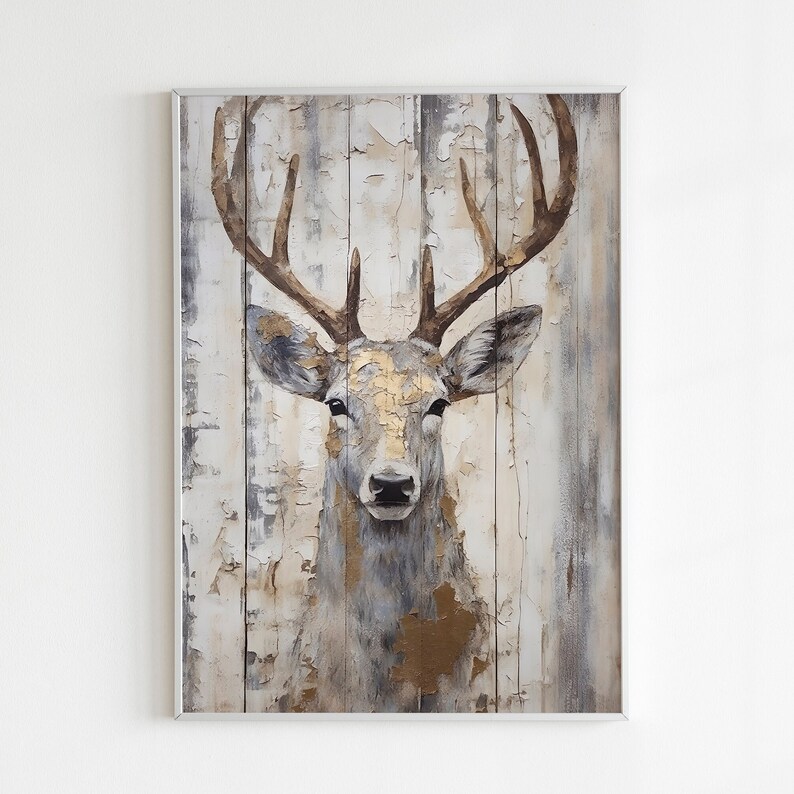 Rustic Deer Oil Painting, Moody Animal Print (digital Download) - Etsy