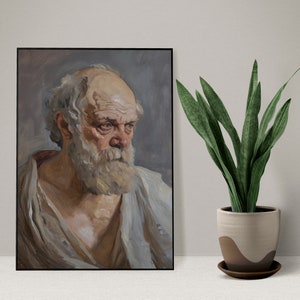 Vintage Socrates Painting, Greek Philosopher Portrait, Old Man Portrait ...