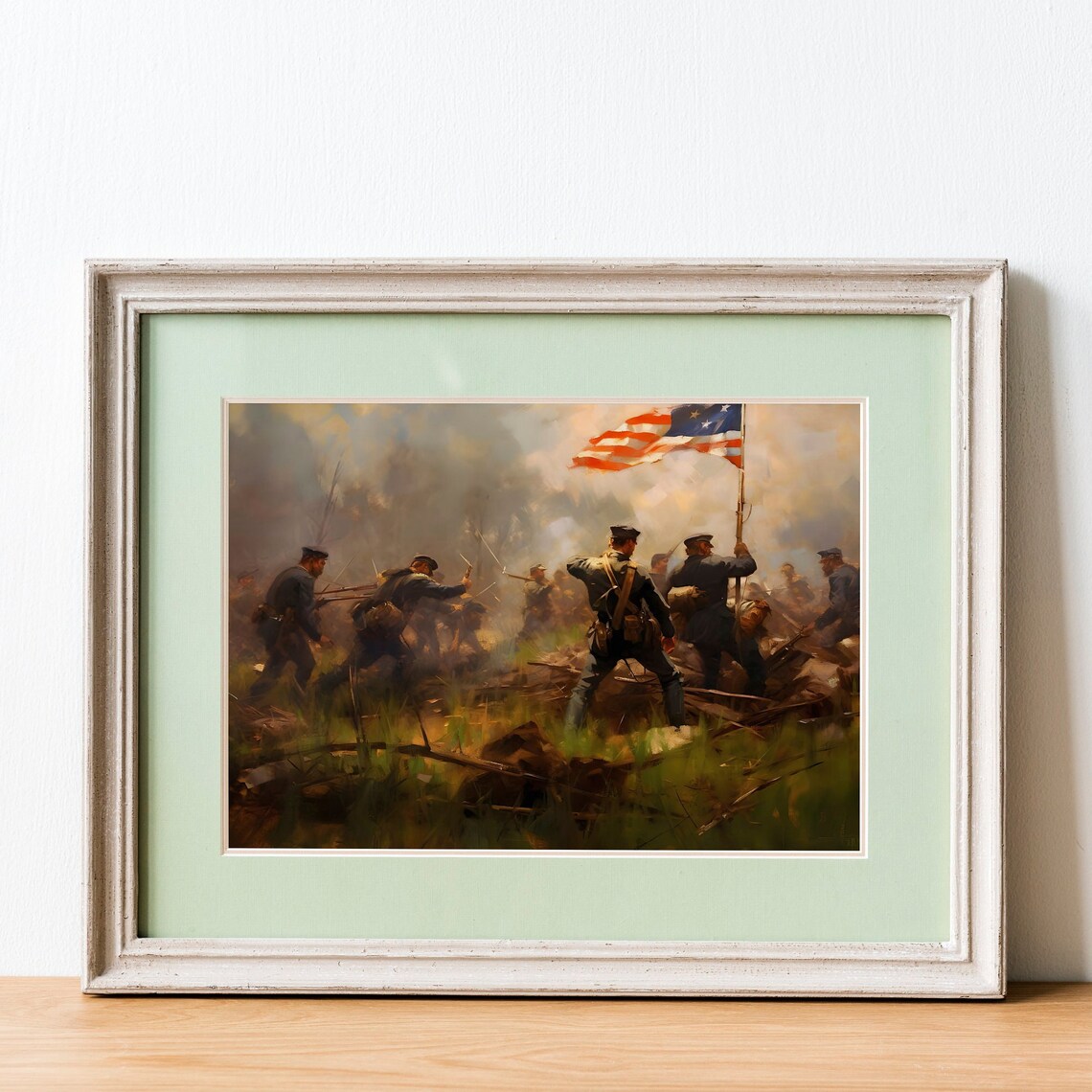 Vintage War Painting, American Battle Wall Art, Civil War American ...