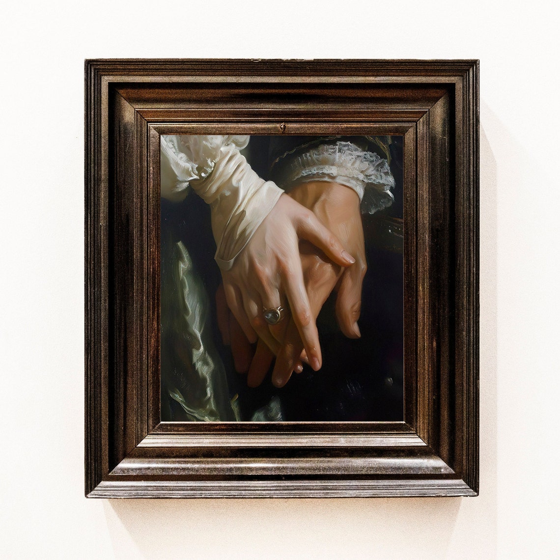 Vintage Hands Holding Painting, Dark Academia Portrait (digital ...