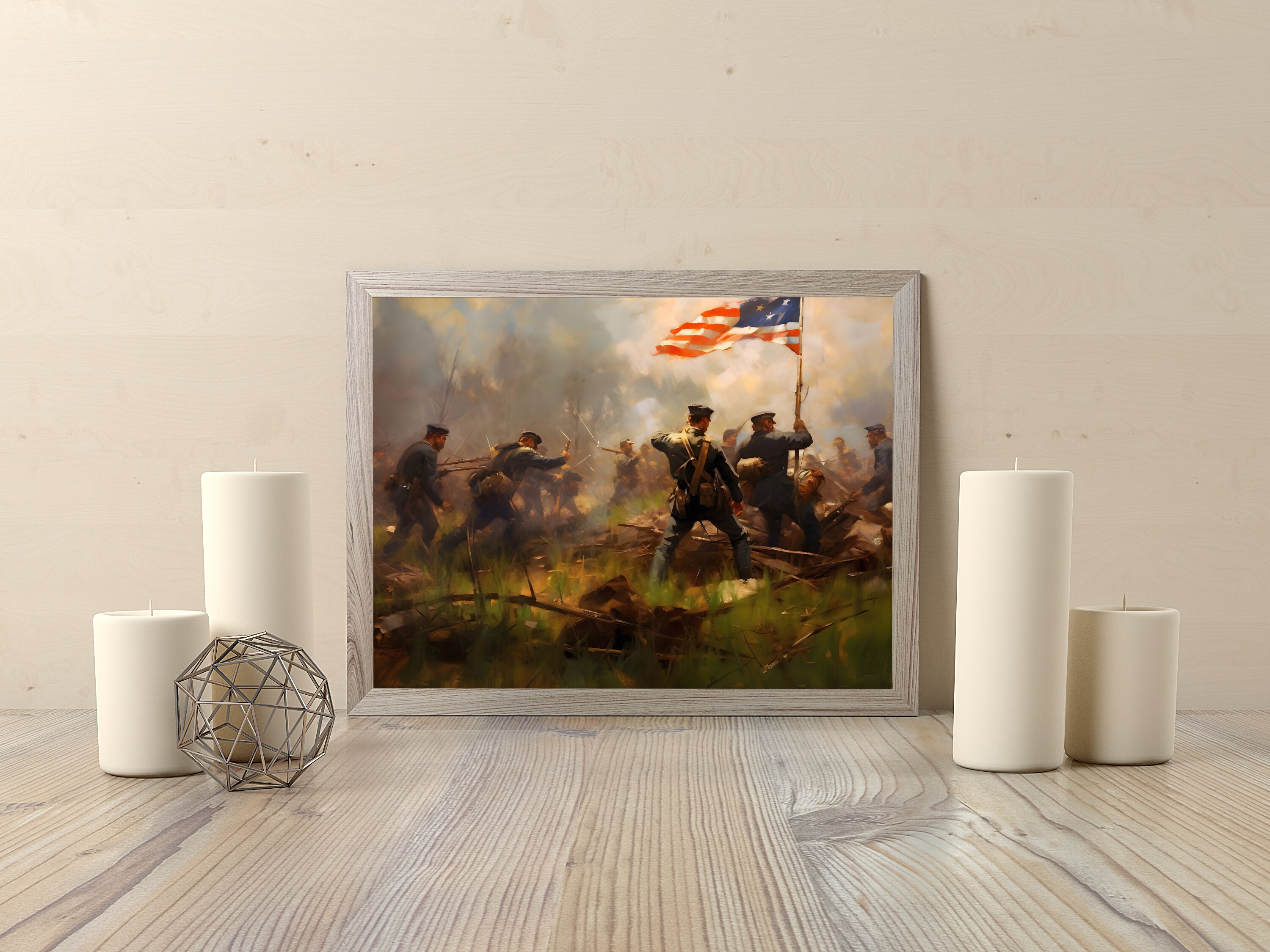 Vintage War Painting, American Battle Wall Art, Civil War American ...