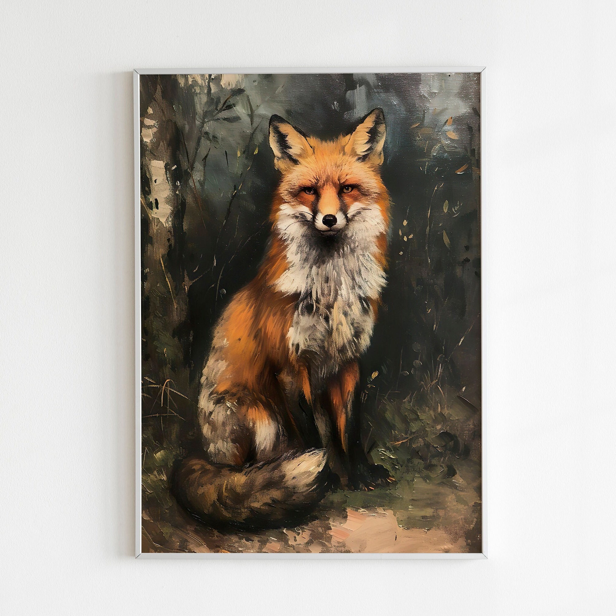 Antique Fox Painting, Vintage Animal Print, Fox Portrait, Animal Wall ...