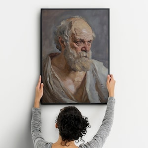 Vintage Socrates Painting, Greek Philosopher Portrait, Old Man Portrait ...