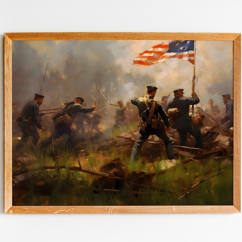 Vintage War Painting, American Battle Wall Art, Civil War American ...
