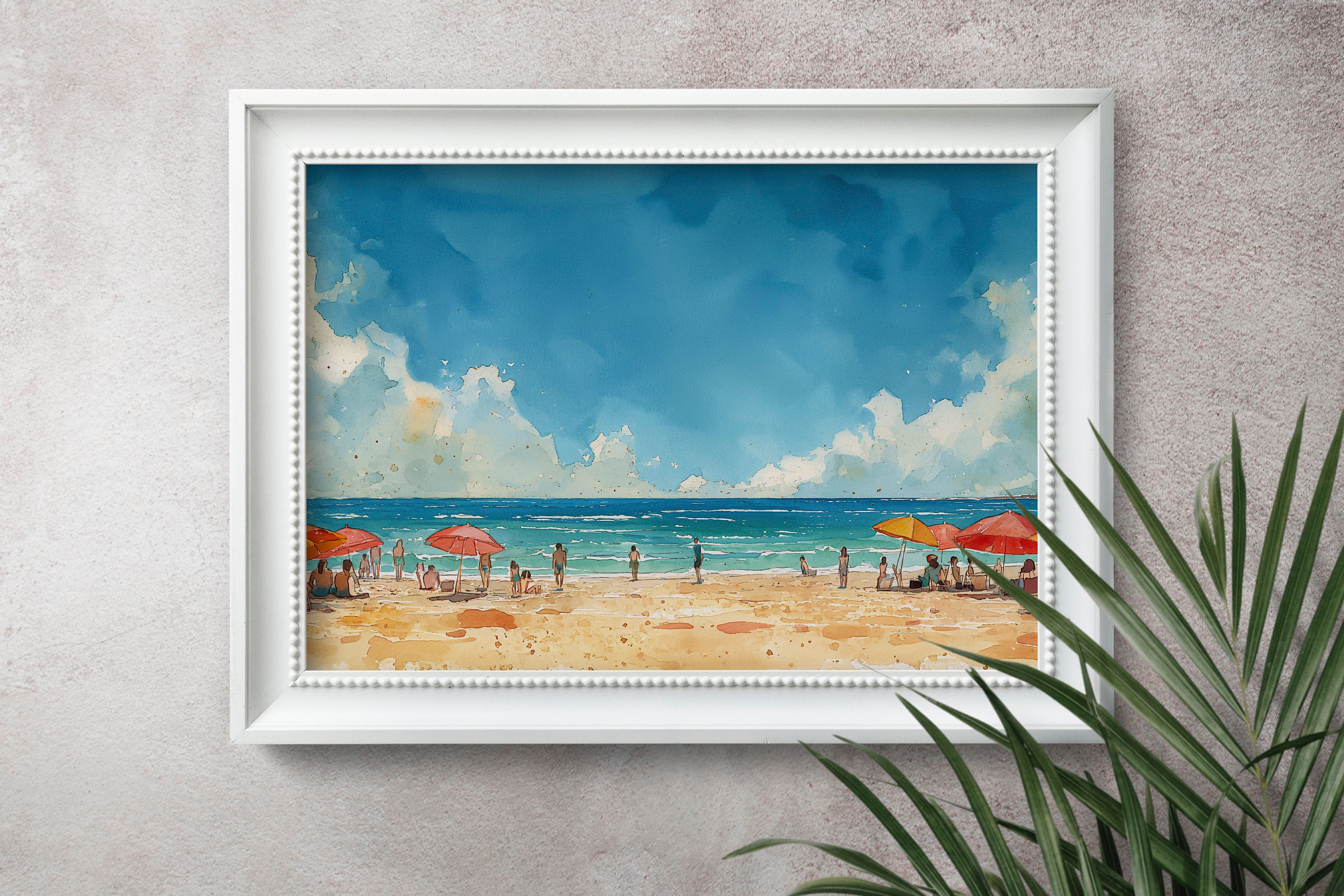 Colorful Beach Painting, Beach Landscape Print, Abstract Coastal ...