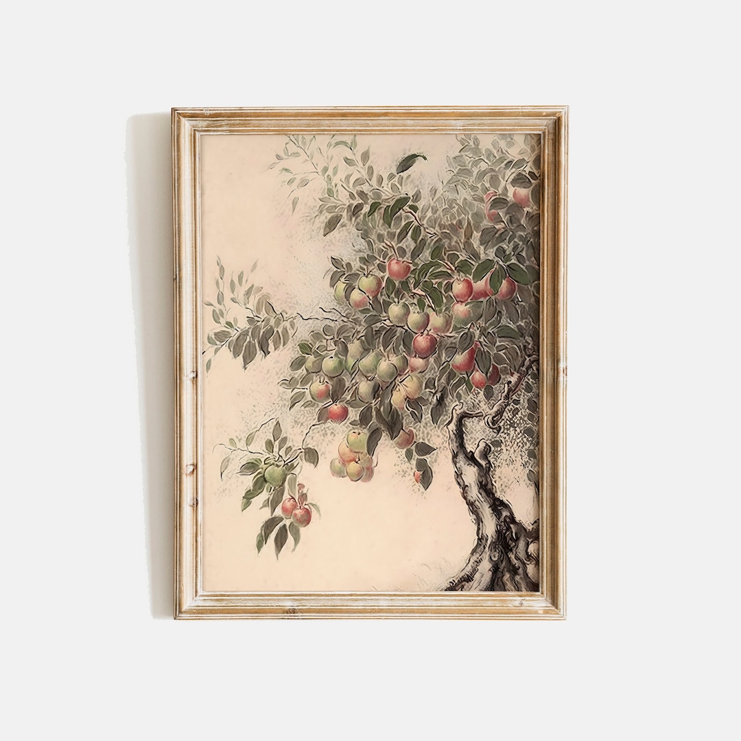 Vintage Apple Tree Print Antique Tree Etching Neutral Farmhouse Wall ...