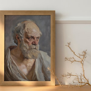 Vintage Socrates Painting, Greek Philosopher Portrait, Old Man Portrait ...