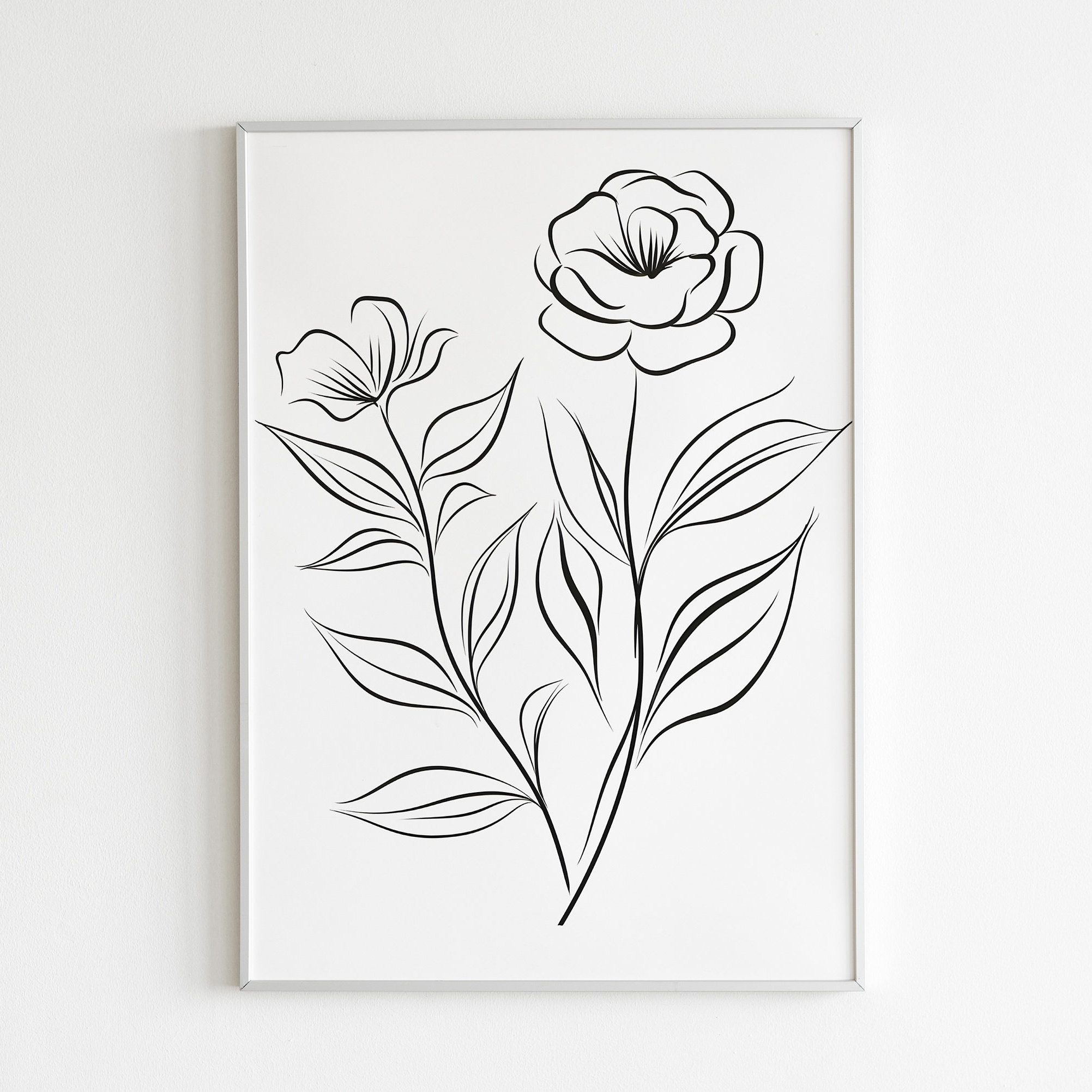 Flower Line Art Print Floral Print Flower Wall Art - Etsy