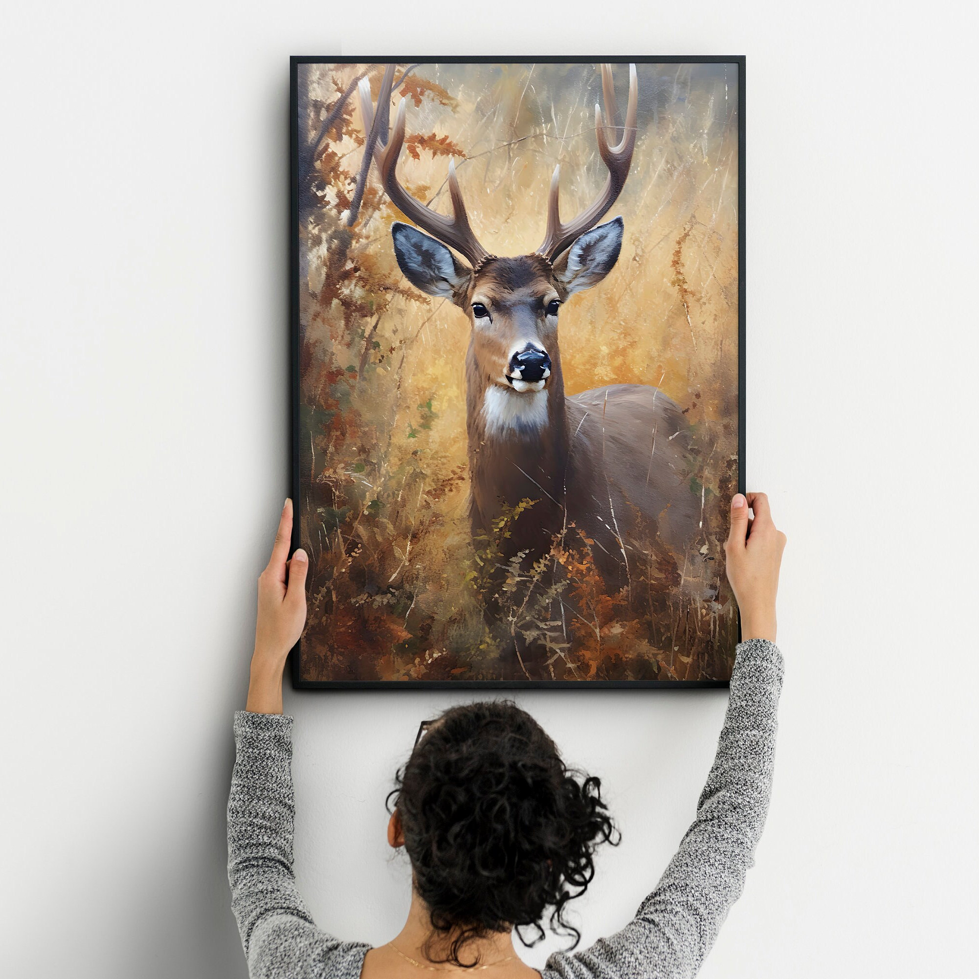 Whitetail Deer Painting, Wildlife Photography, Rustic Deer Painting ...
