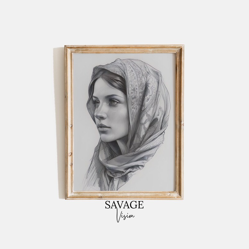 Pencil Drawing Woman Print - Etsy