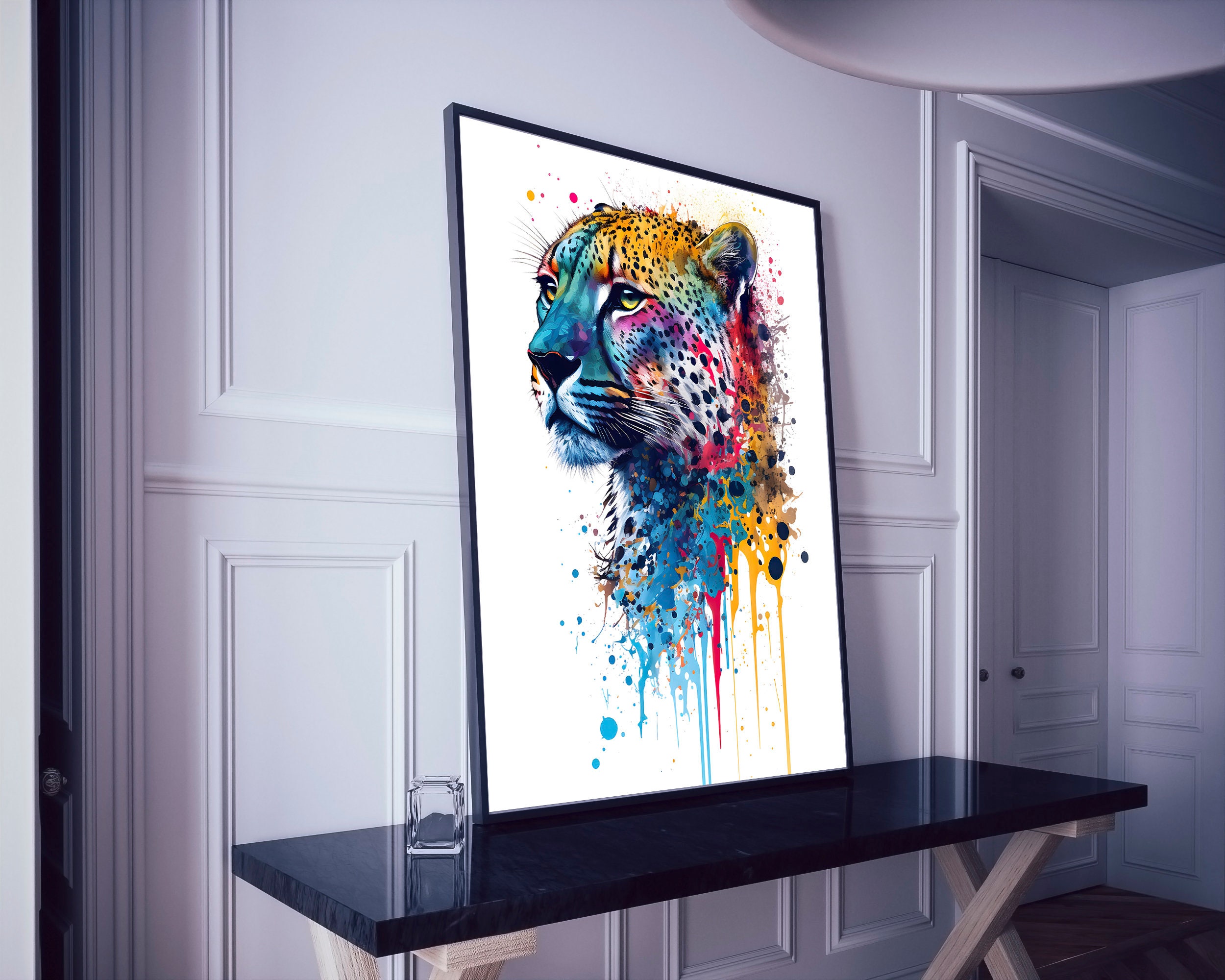 Cheetah Watercolor Art Print Colorful Cheetah Painting Safari Animal ...