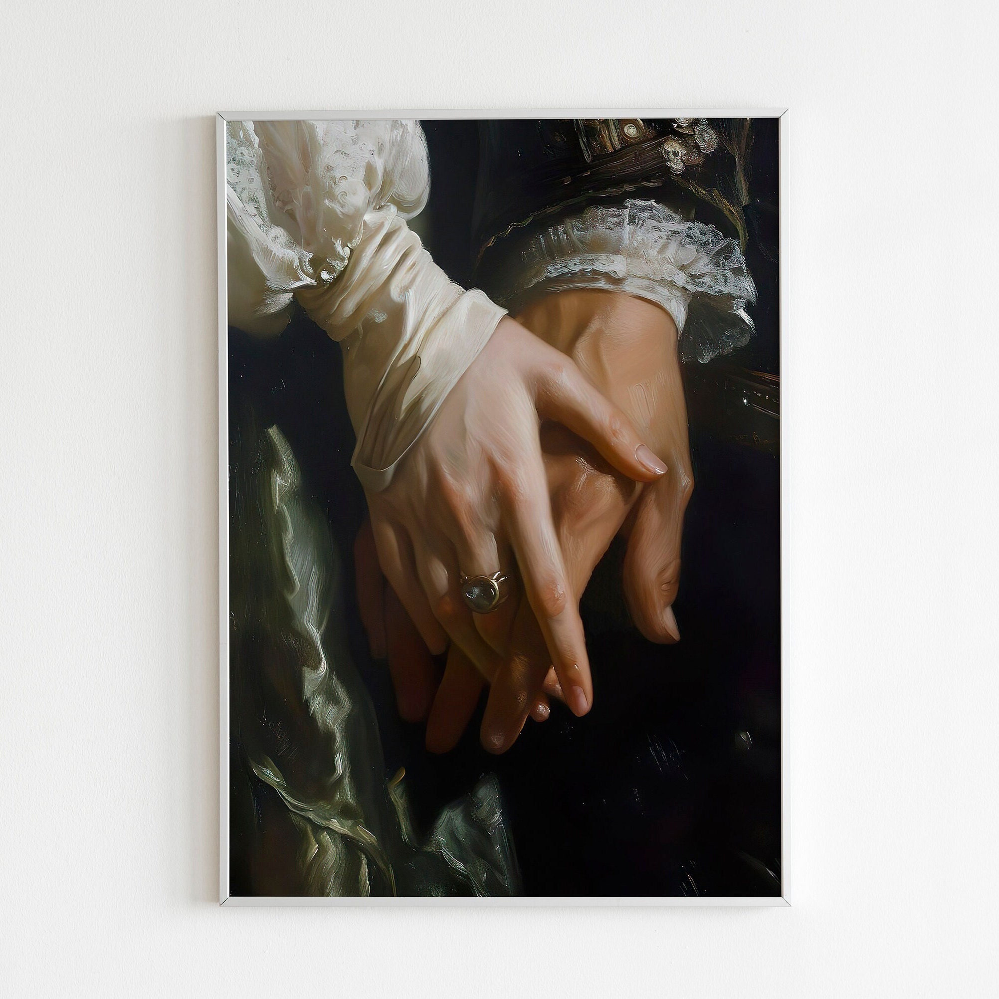 Vintage Hands Holding Painting, Dark Academia Portrait (digital ...