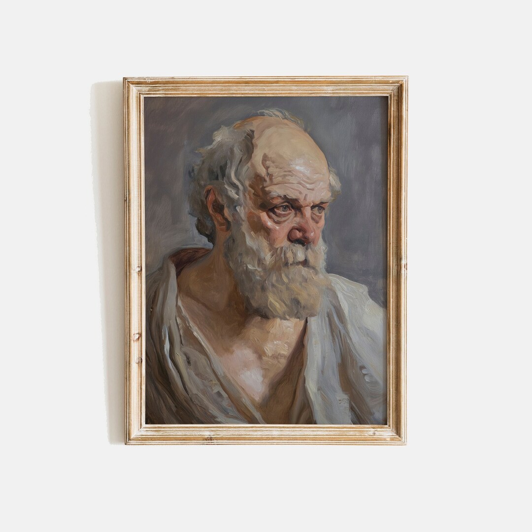 Vintage Socrates Painting, Greek Philosopher Portrait, Old Man Portrait ...