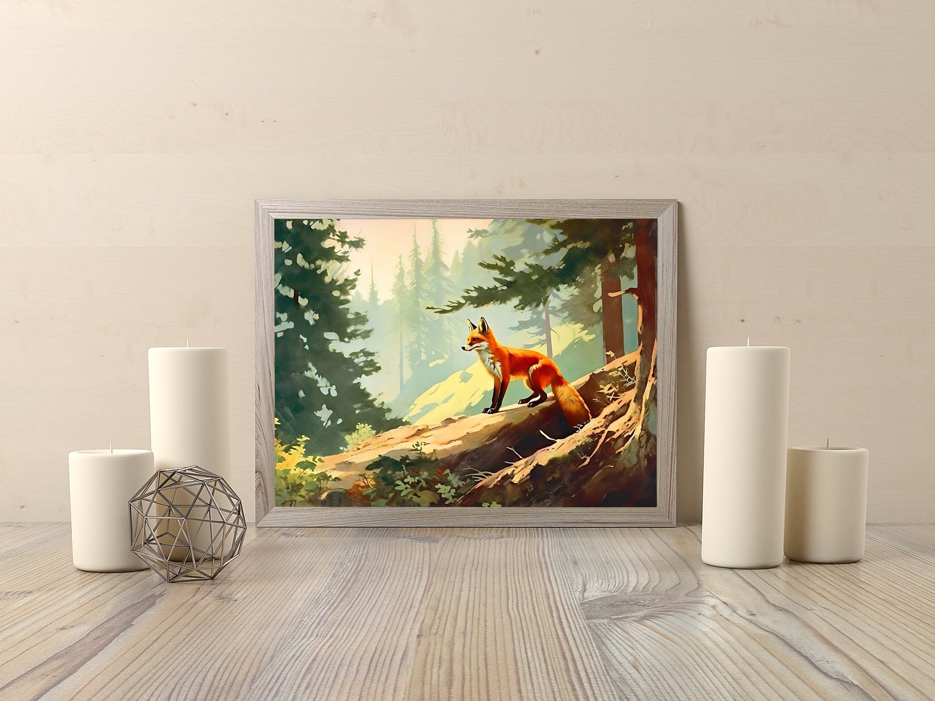 Fox Painting Printable Wall Art, Vintage Fox Print, Fox Wall Art ...