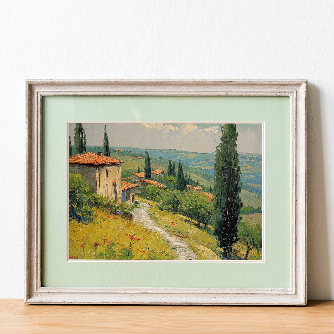 Vintage Italian Village Impasto Painting, Rustic Countryside Art ...