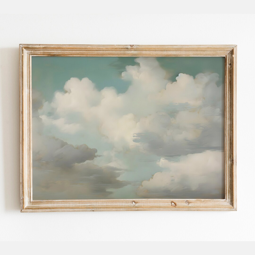 Cloudy Sky Painting, Blue Sky Print, Cloud Oil Painting, Antique Cloud Wall Decor, Sky Wall Art ...