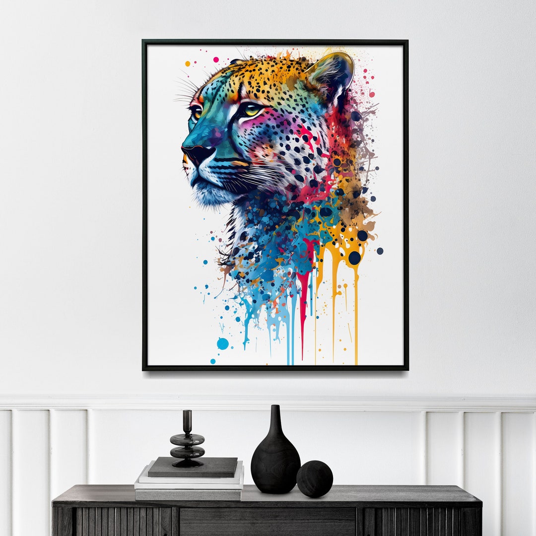 Cheetah Watercolor Art Print Colorful Cheetah Painting Safari Animal ...