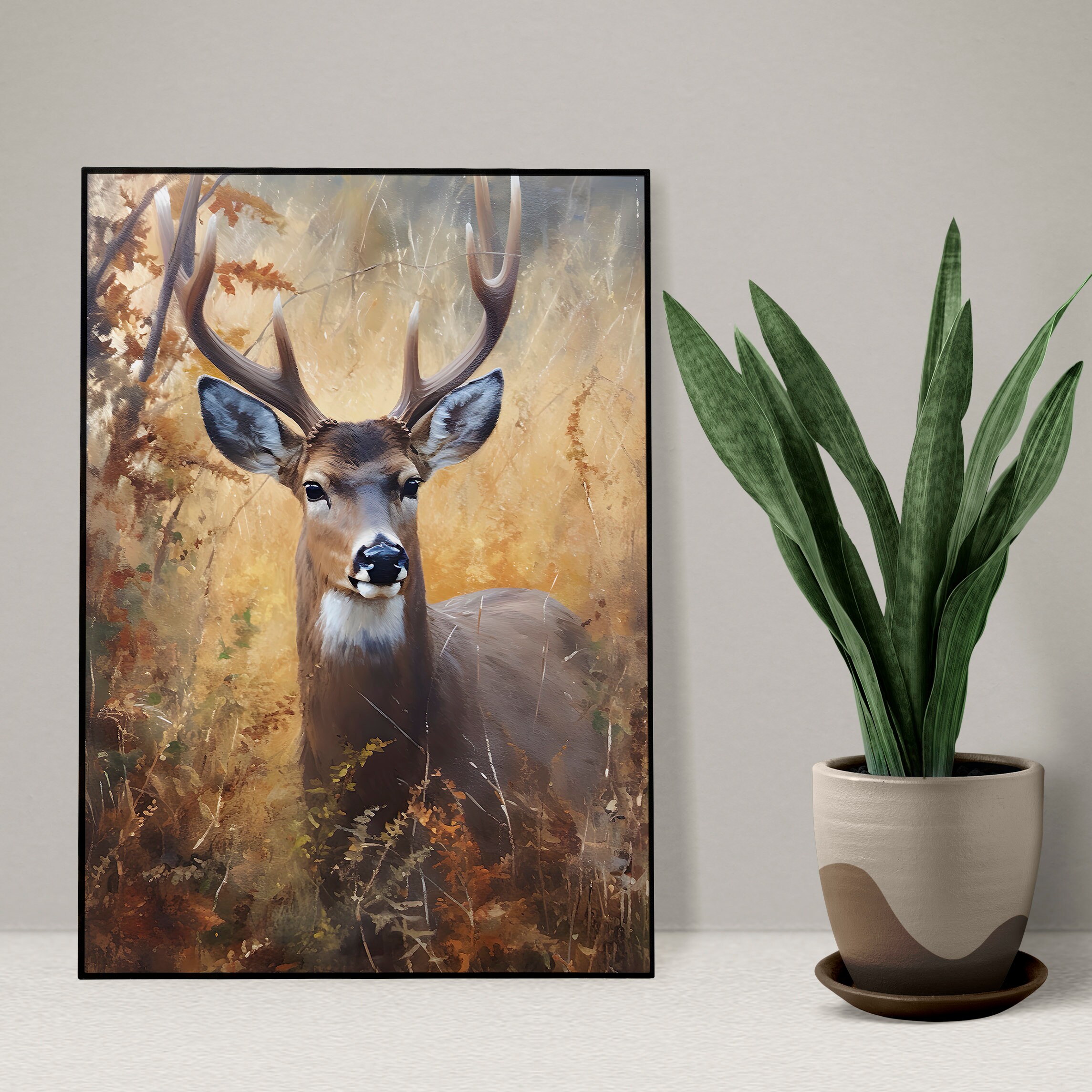 Whitetail Deer Painting, Wildlife Photography, Rustic Deer Painting ...