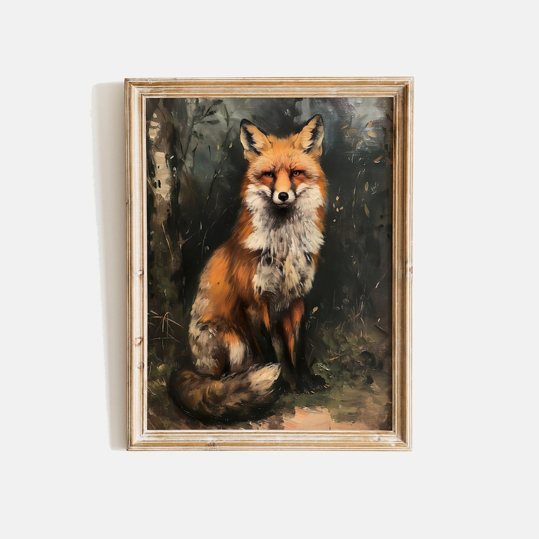 Antique Fox Painting, Vintage Animal Print, Fox Portrait, Animal Wall ...