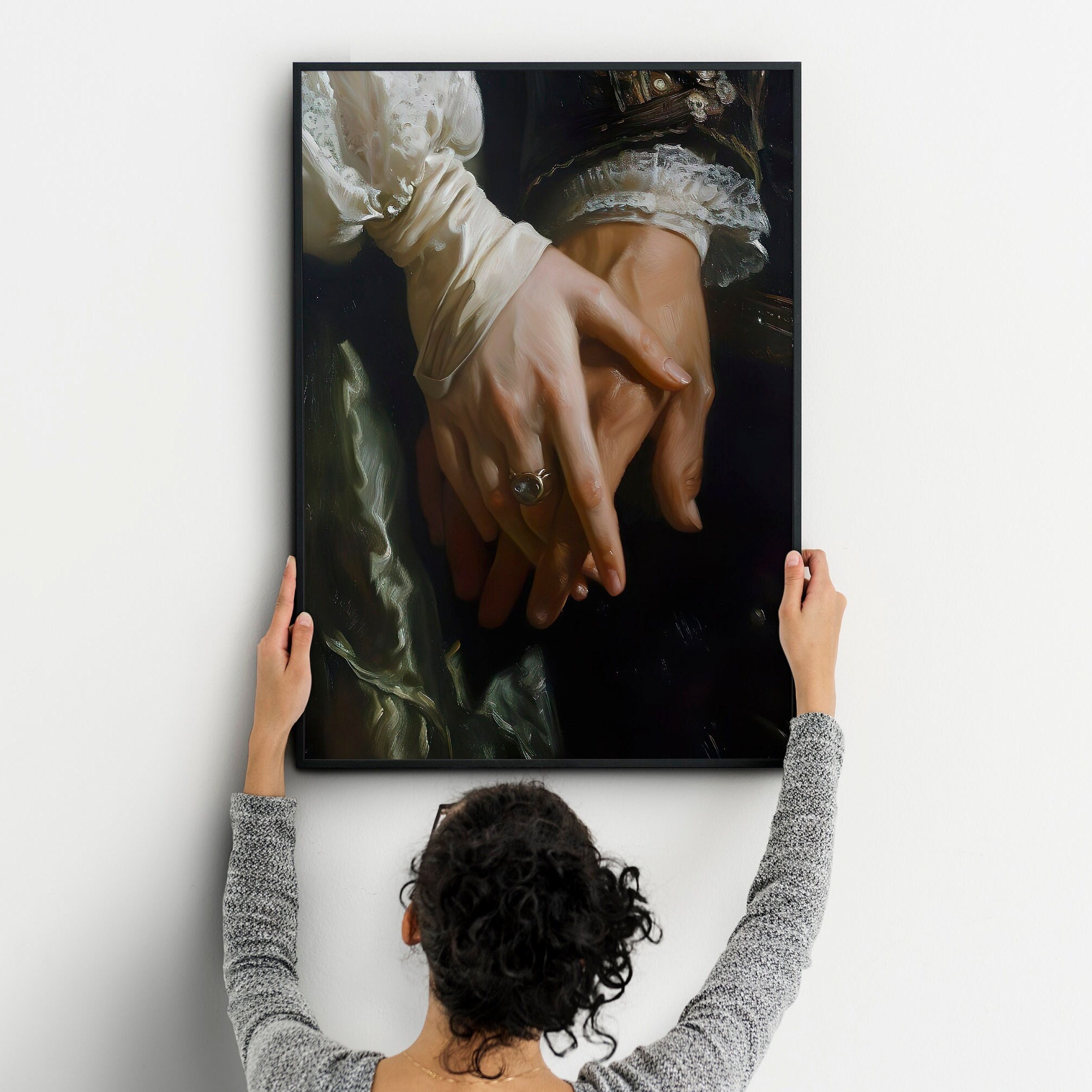 Vintage Hands Holding Painting, Dark Academia Hand Painting, Holding ...