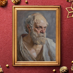 Vintage Socrates Painting, Greek Philosopher Portrait, Old Man Portrait ...