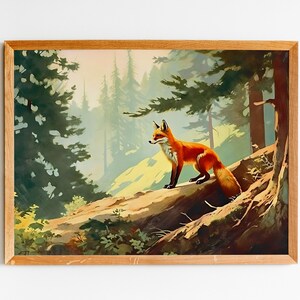 Fox Painting Printable Wall Art, Vintage Fox Print, Fox Wall Art ...