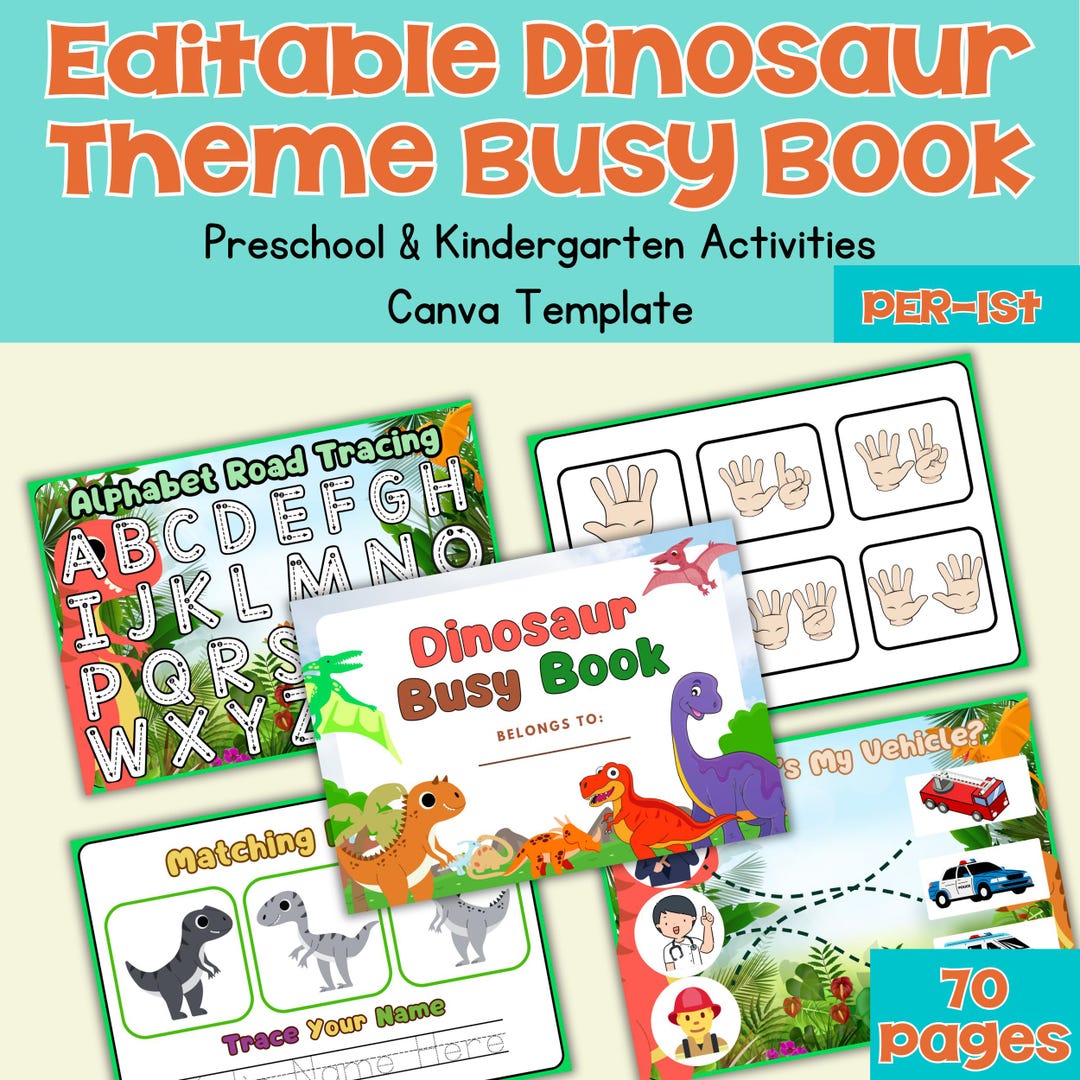 Editable Dinosaur Busy Book | Preschool & Kindergarten Activities ...