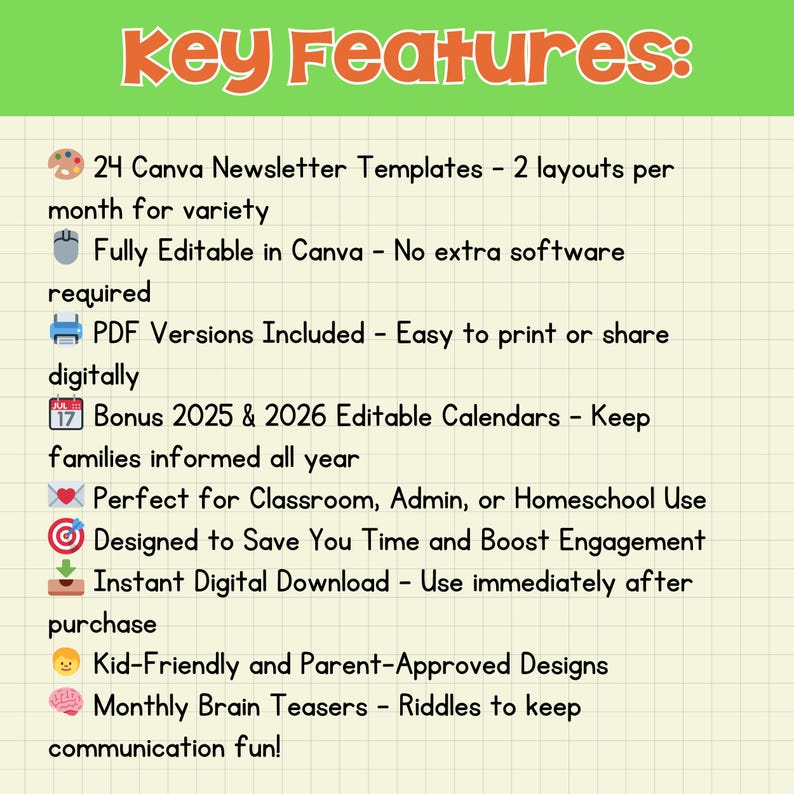 Editable Monthly Newsletter Templates for Teachers | 12 Seasonal Themes ...
