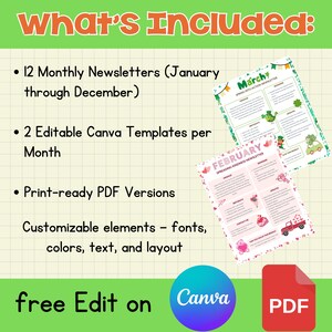 Editable Monthly Newsletter Templates for Teachers | 12 Seasonal Themes ...