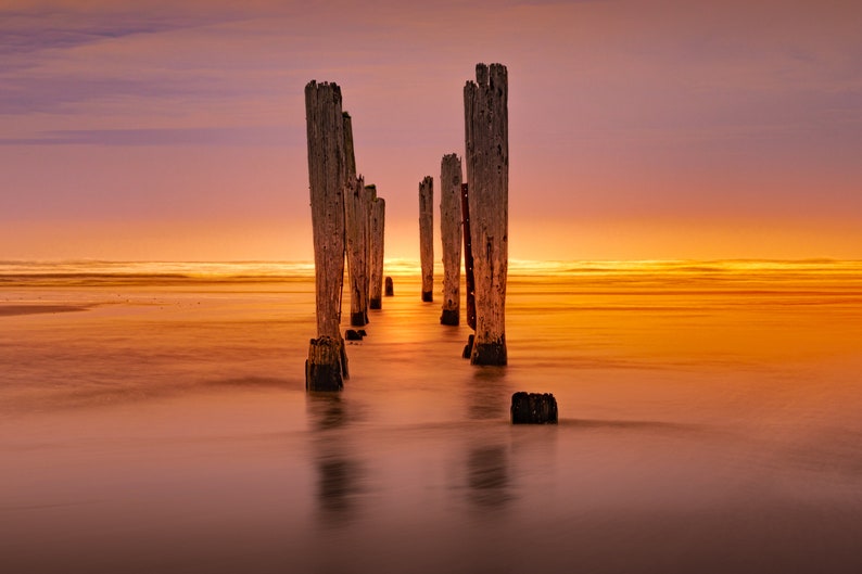 Pacific Beach Pilings Sunset - Etsy