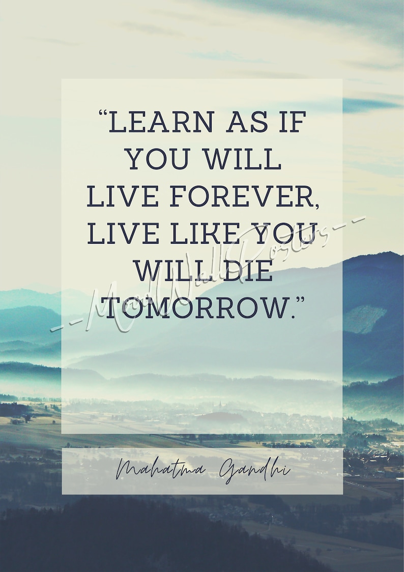 Learn as You Will Live Forever Printable up to One Meter High / 40 Inch ...