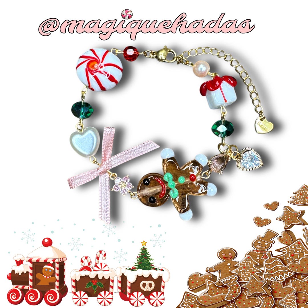 Gingerbread Bracelets, Coquette, 18k Gold Plated, Christmas Jewelry ...