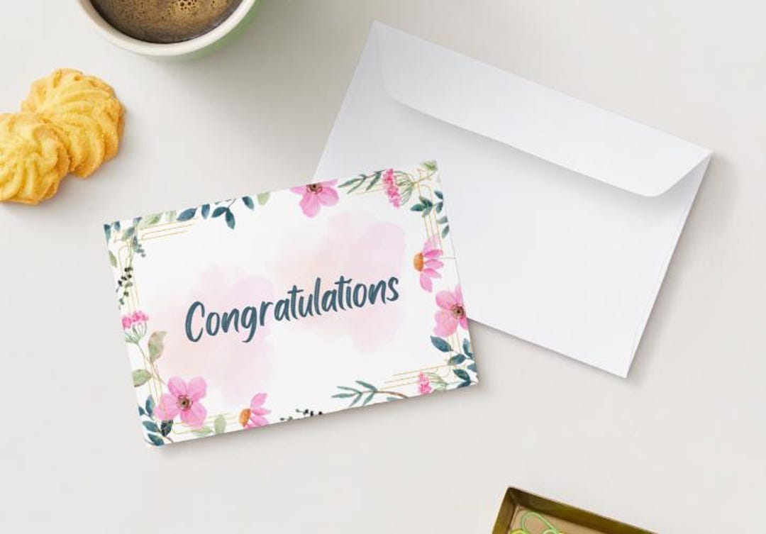 Digital, Printable Congratulations Greeting Card Floral Design 4x6 - Etsy