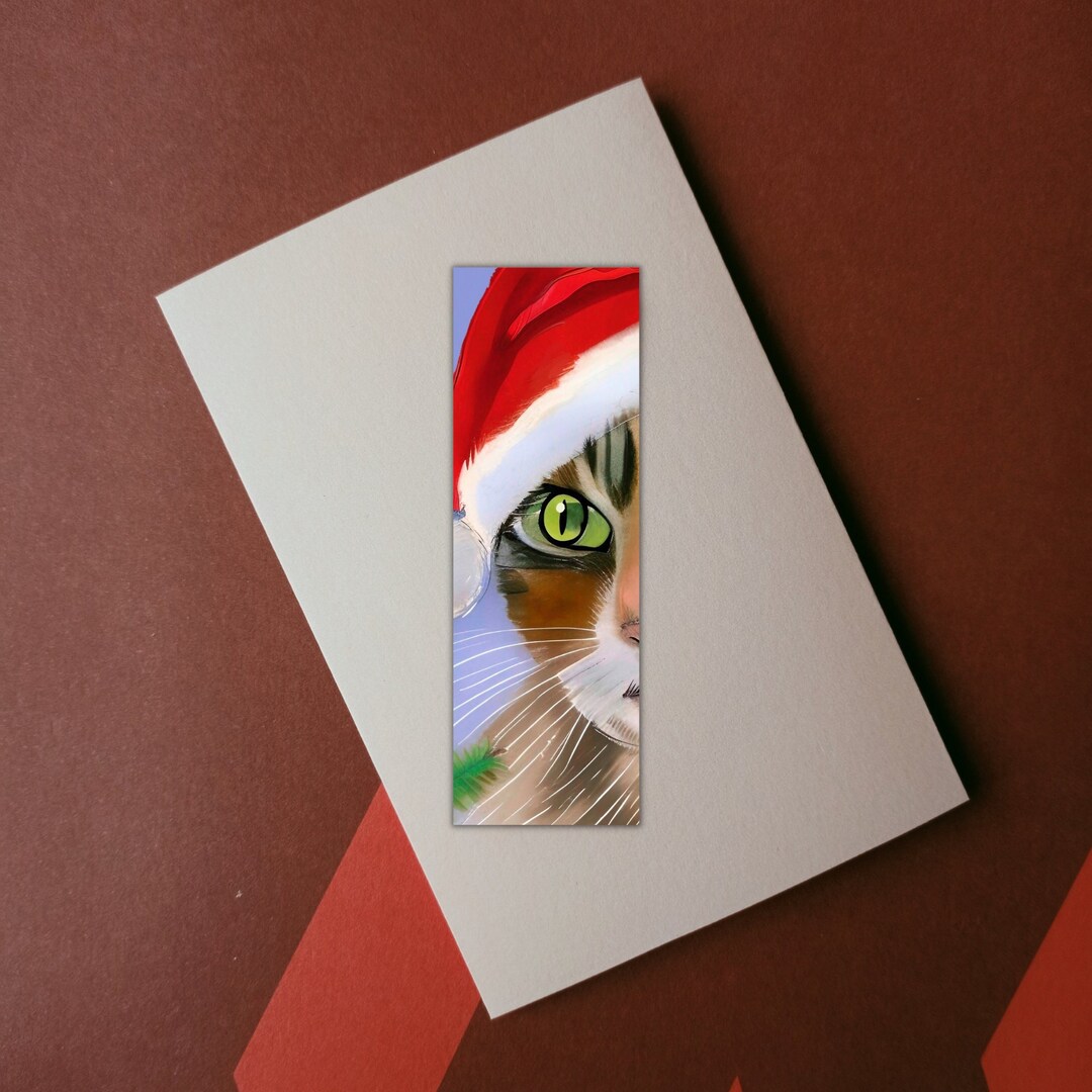 Christmas Cat Face Printable Bookmark Winter Bookmark - Etsy