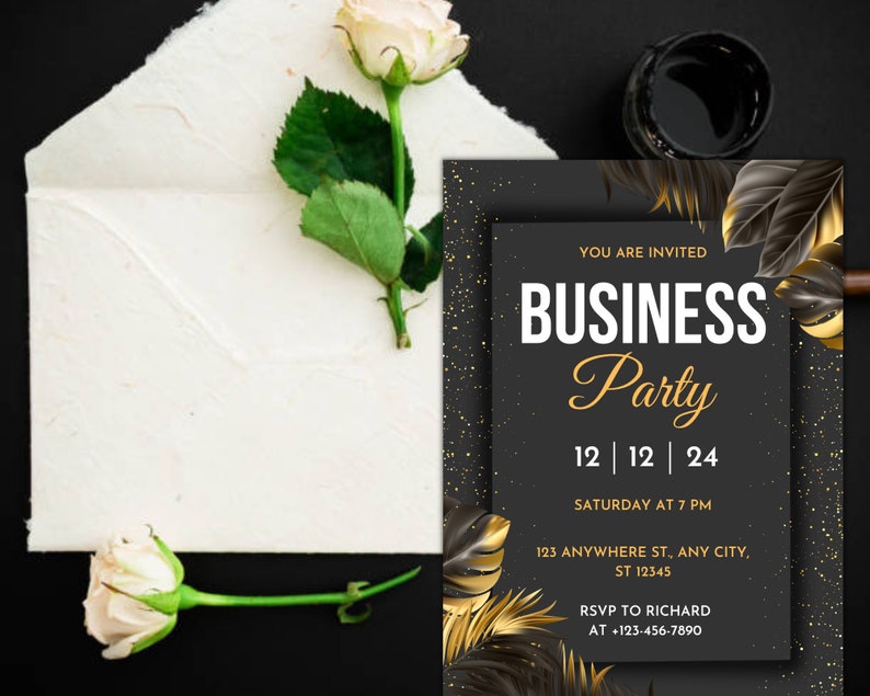 Editable Business Party Invitation Card, Printable Corporate Business ...