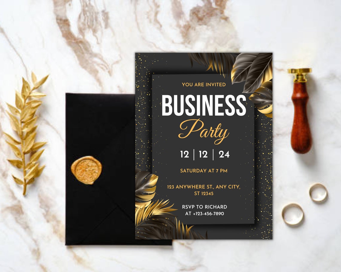 Editable Business Party Invitation Card, Printable Corporate Business ...