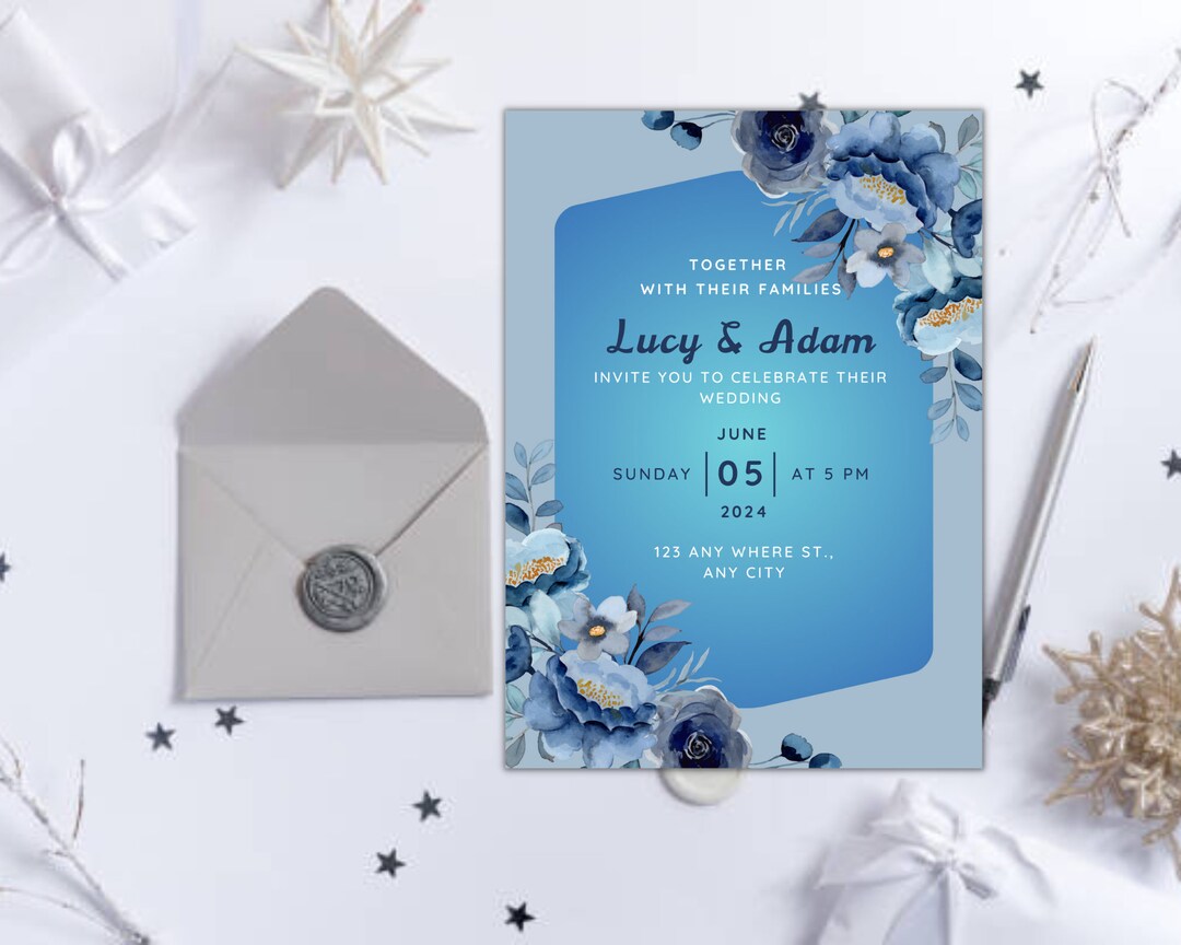 Editable Wedding Invitation Template, Modern Digital Download ...