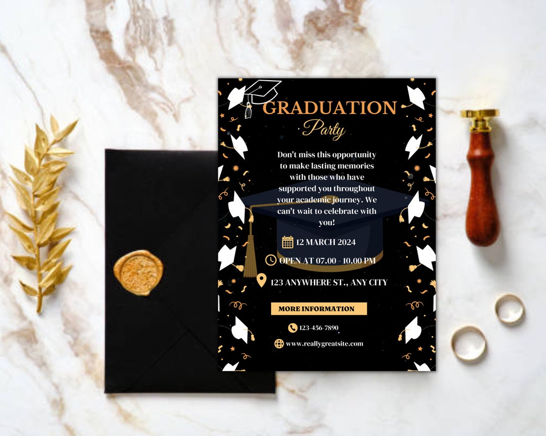 Graduation Party Invitation Template Editable, Custom and Personalized ...