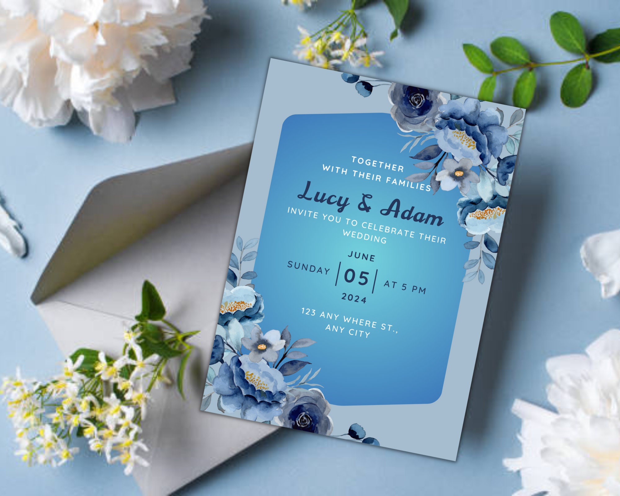 Editable Wedding Invitation Template, Modern Digital Download ...