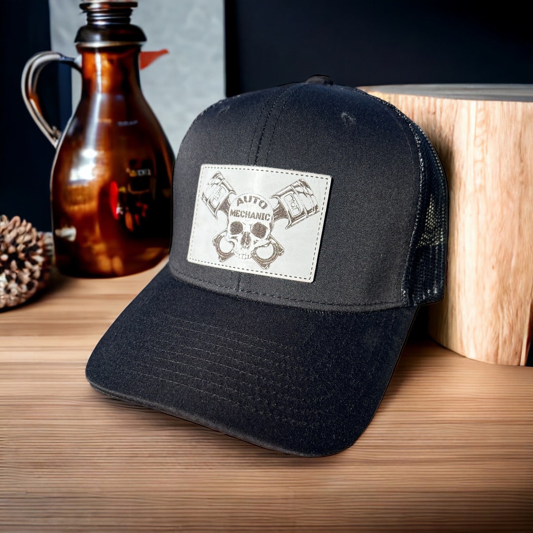 Auto Mechanic Leather Patch Hat - Etsy