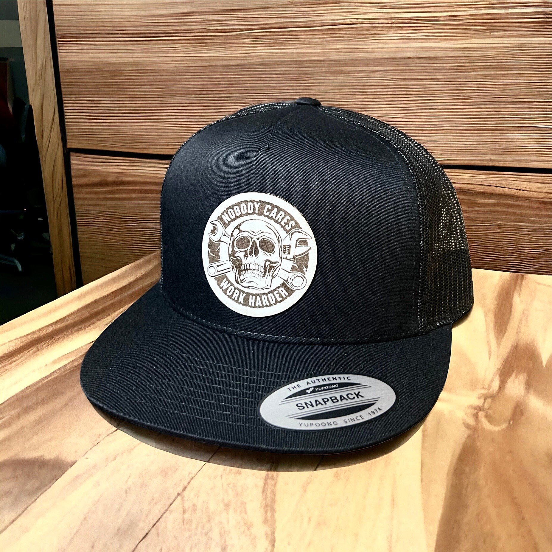 Nobody Cares, Work Harder Leather Patch Hat - Etsy