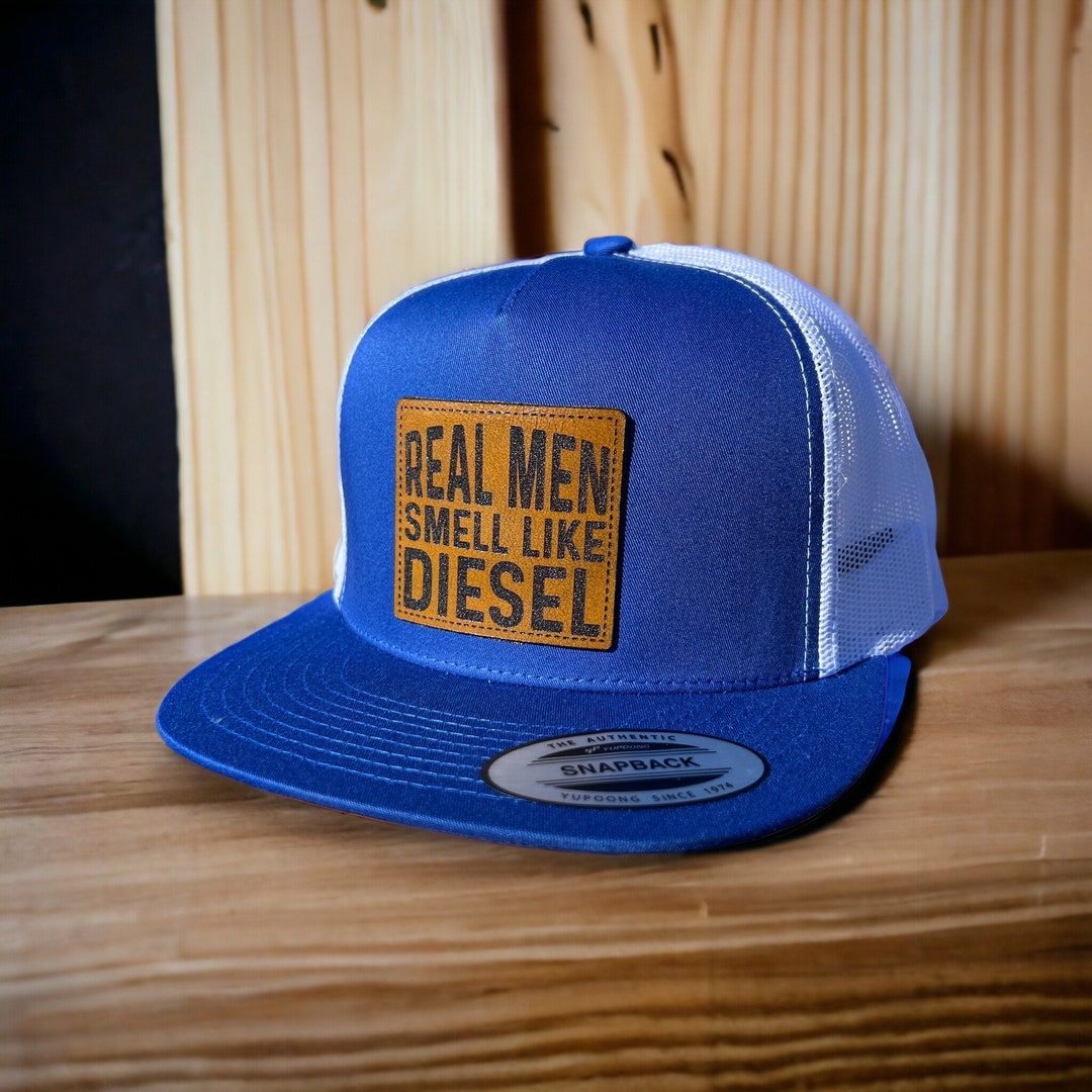 Real Men Smell Like Diesel Leather Patch Flat Hat - Etsy