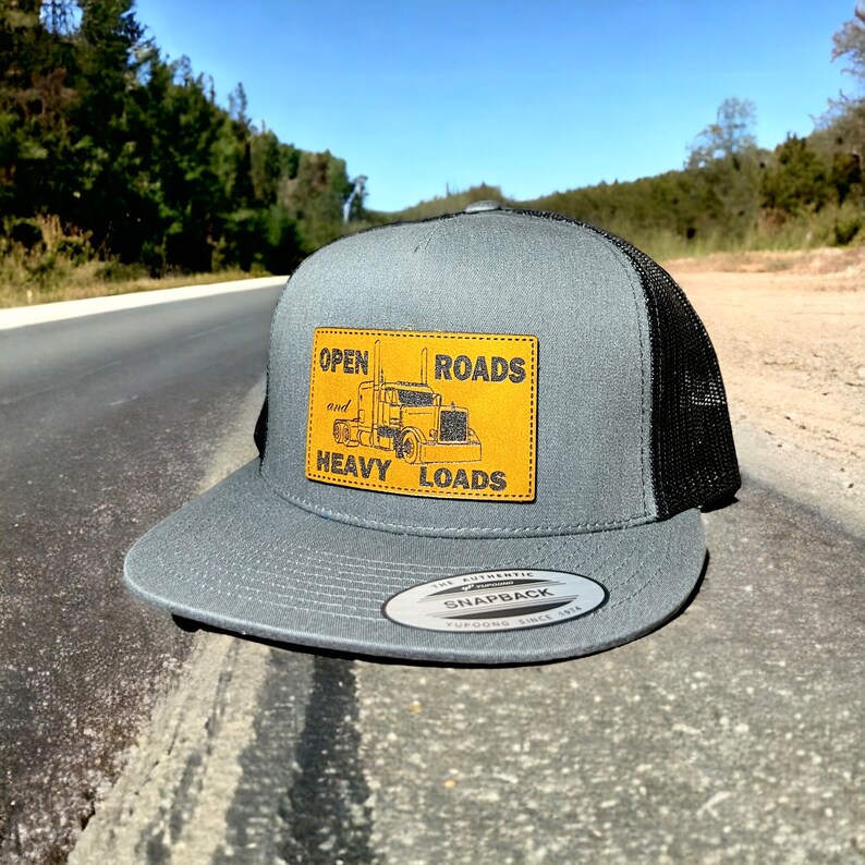 Open Roads and Heavy Loads Trucker Leather Patch Hat - Etsy