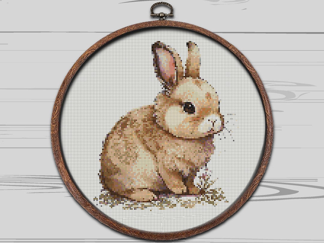 Baby Bunny Cross Stitch Pattern: Brown Rabbit Embroidery (PDF Pattern ...