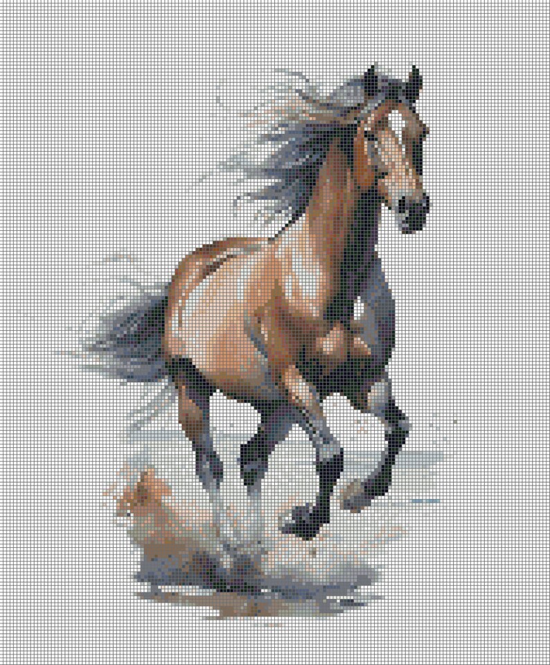Galloping Horse Cross Stitch Pattern: Animal Embroidery (PDF Download ...