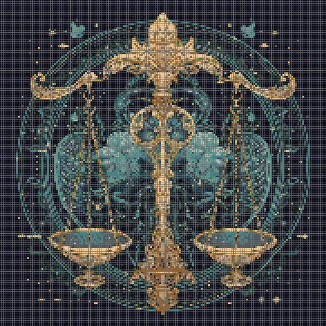 Libra Cross Stitch Pattern, Horoscope Star Sign Constellation September ...