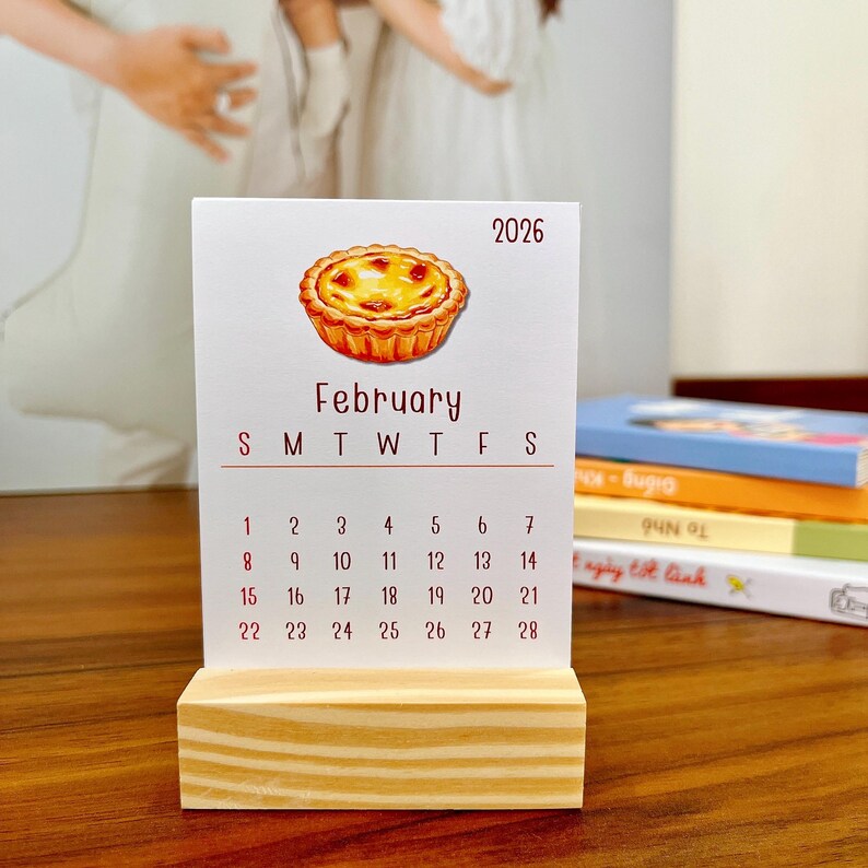 Mini Calendar 2026 Printable, Cute Bread and Pastry Desk Calendar ...