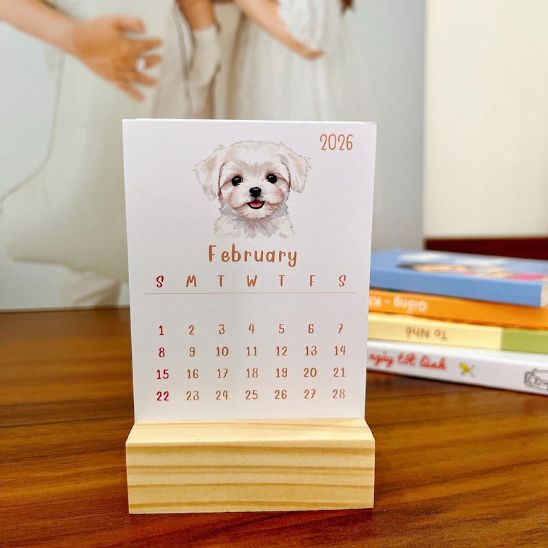 Mini Dog Calendar 2026 Printable, Cute Desk Calendar, Small 2026 ...