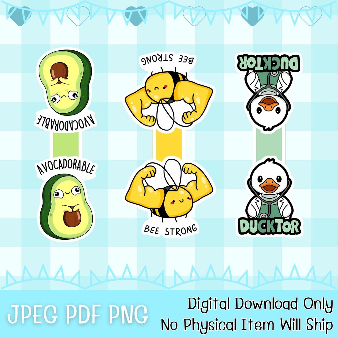 Funny Cartoon Magnet Bookmark Template Set: Printable DIY (digital ...