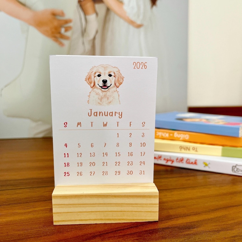 Mini Dog Calendar 2026 Printable, Cute Desk Calendar, Small 2026 ...
